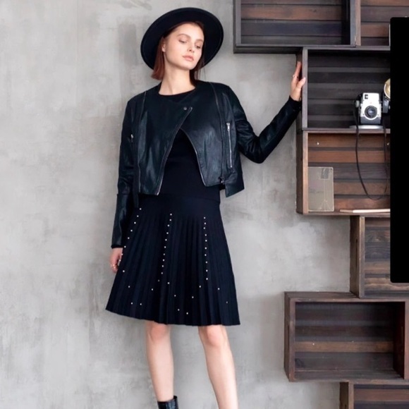 Mia Mod | Skirts | Mia Mod Limited Year Round Pleated Studded Black ...